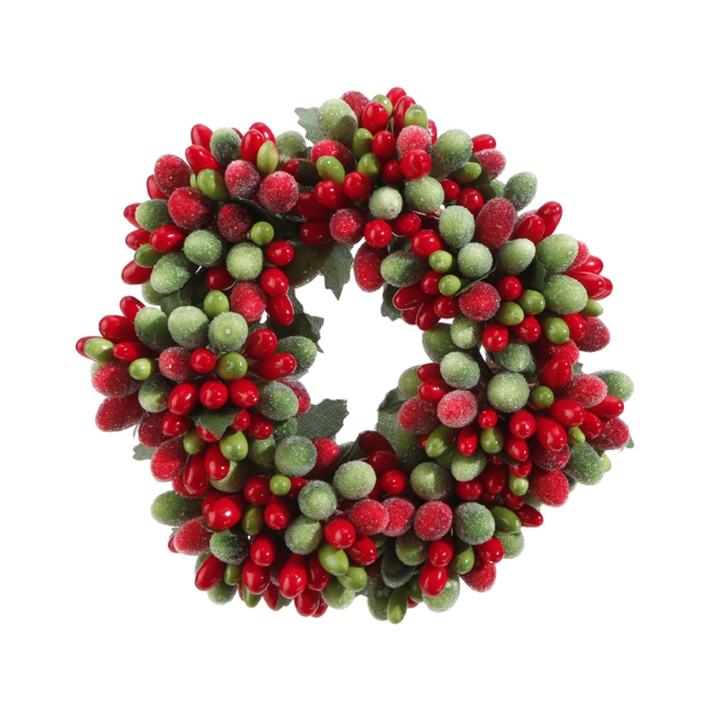Green/Red Frost Candle Ring - 2in