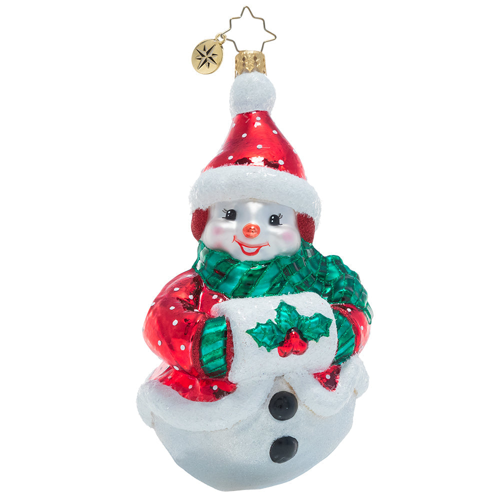 Christopher Radko Glass Ornament - Holly Jolly Snowman 2022