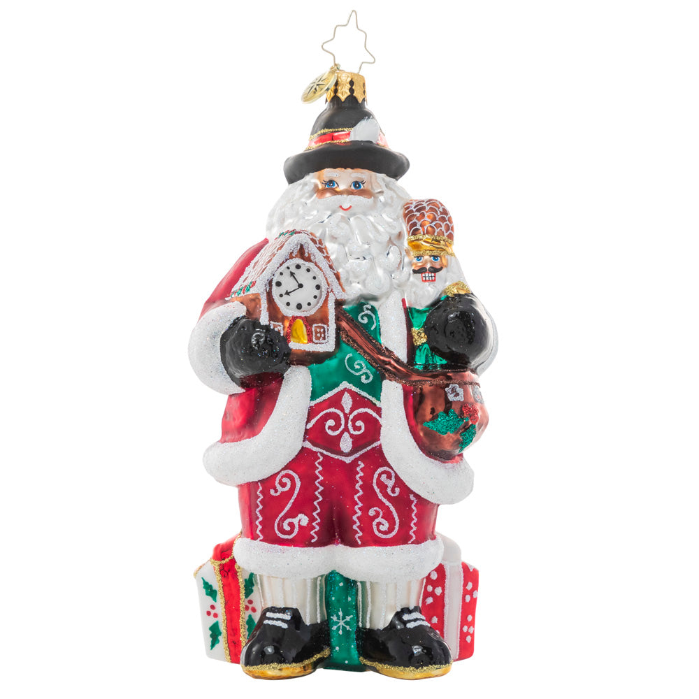 Christopher Radko Glass Ornament - Wilkommen Santa! 2022