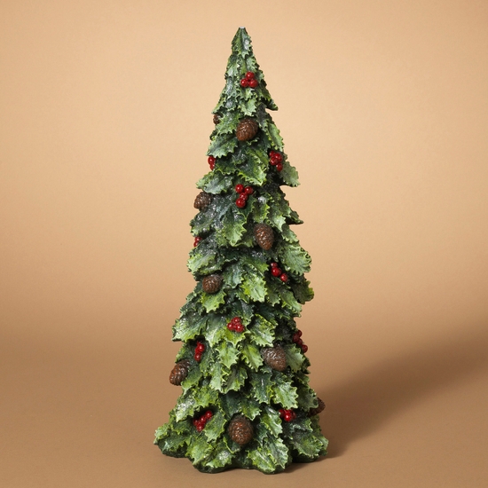 Decorative Holly Berry Tree - Resin with Cones