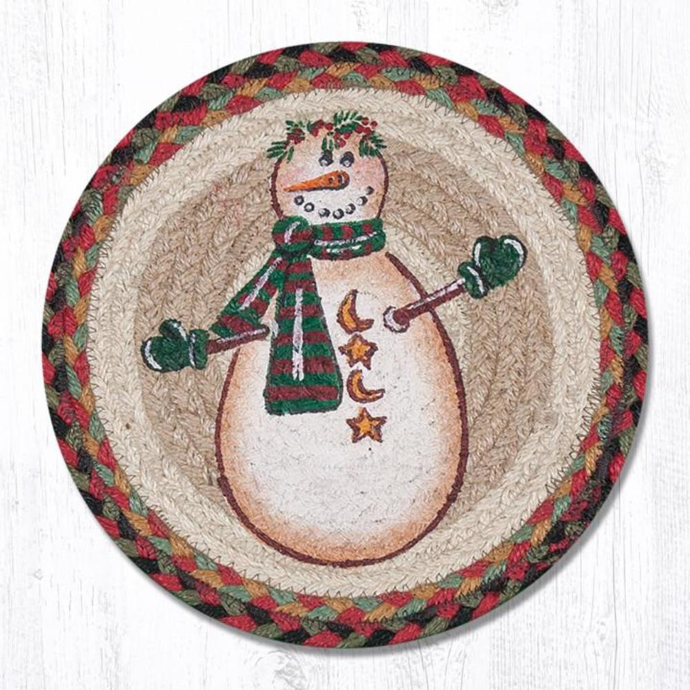 Braided Trivet - Round - Moon & Star Snowman - 10in