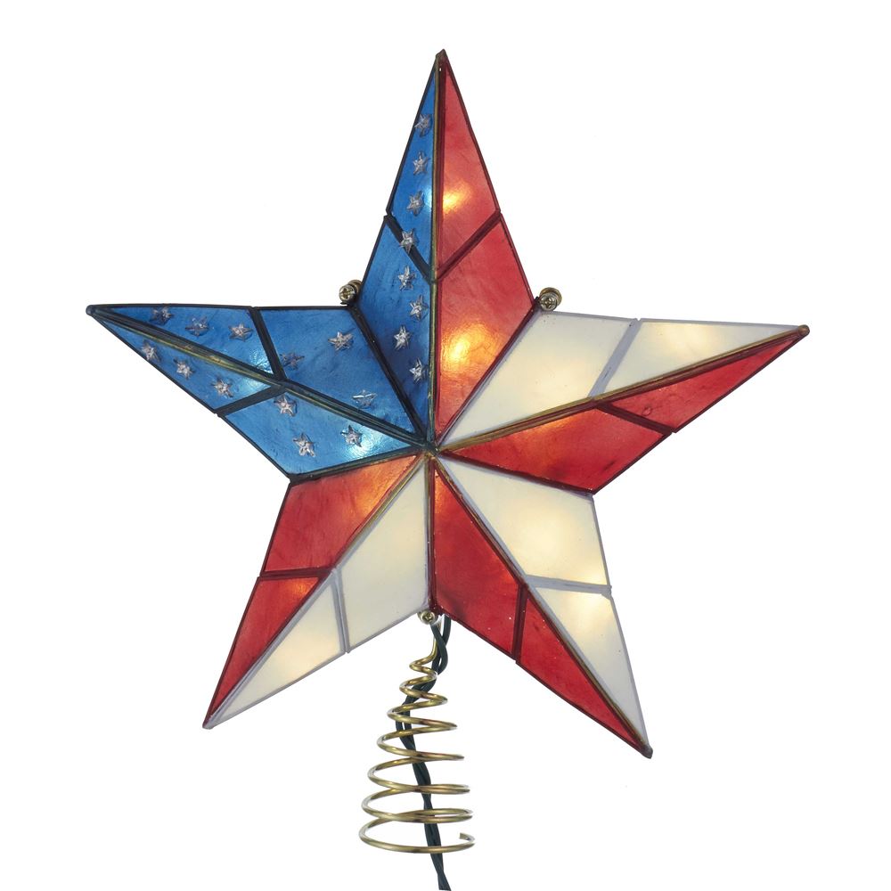American Flag Star Electric Tree Topper - 9.84 Inches