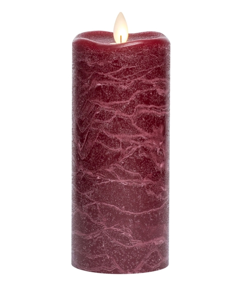 Flameless Pillar Candle - Mirage Gold - Burgundy - 7in x 3in