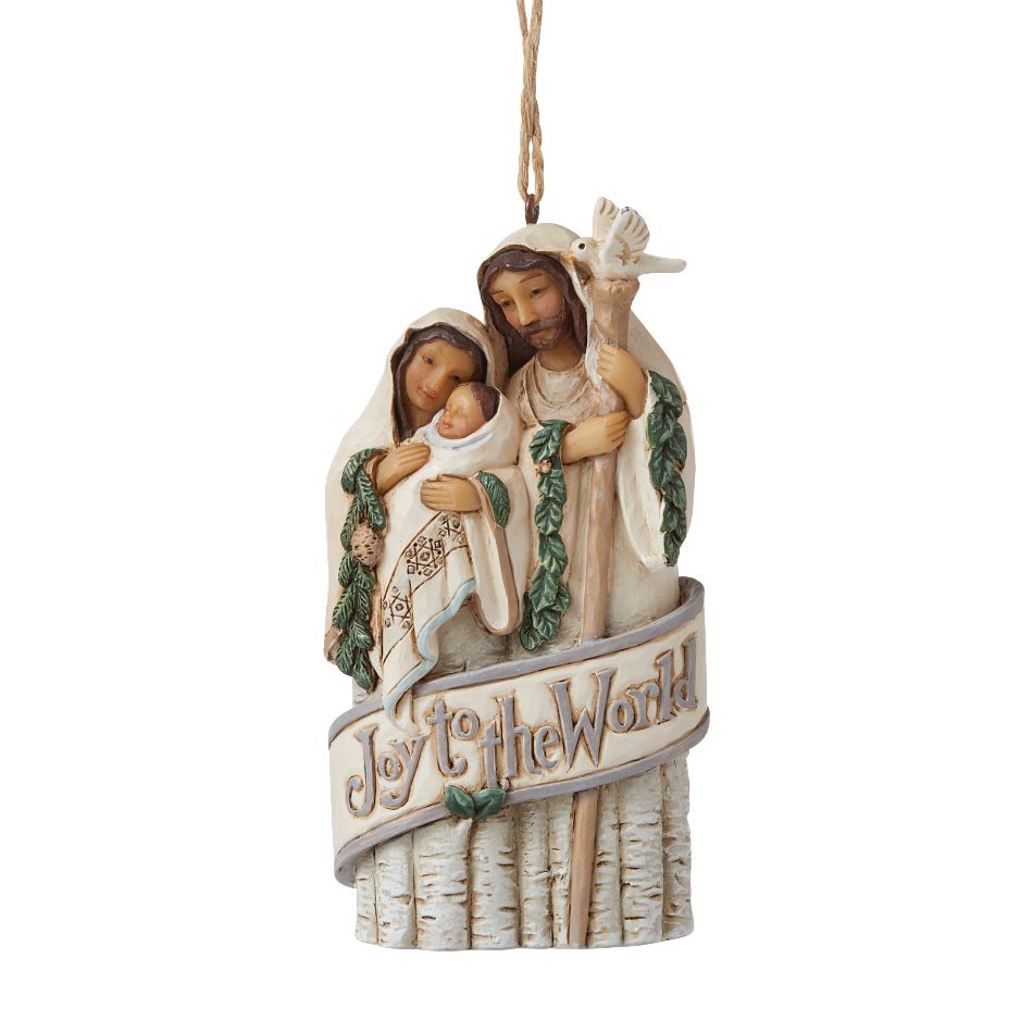 Jim Shore Figurine - White Woodland Holy Family Ornament 2022