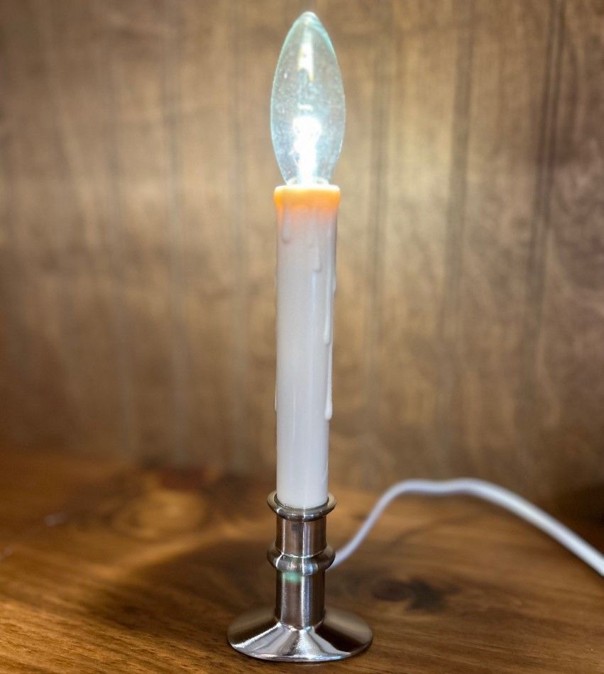 LED Window Candle - Electric Light - 12 Hour Timer - Nickel Base