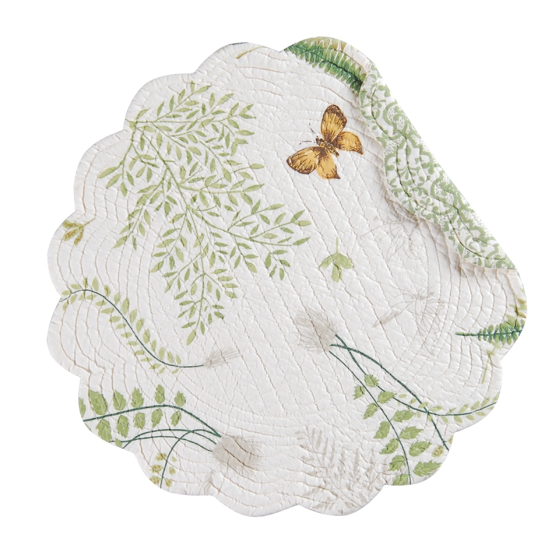 Round Quilted Placemat - Althea - Washable/Reversible - 17in