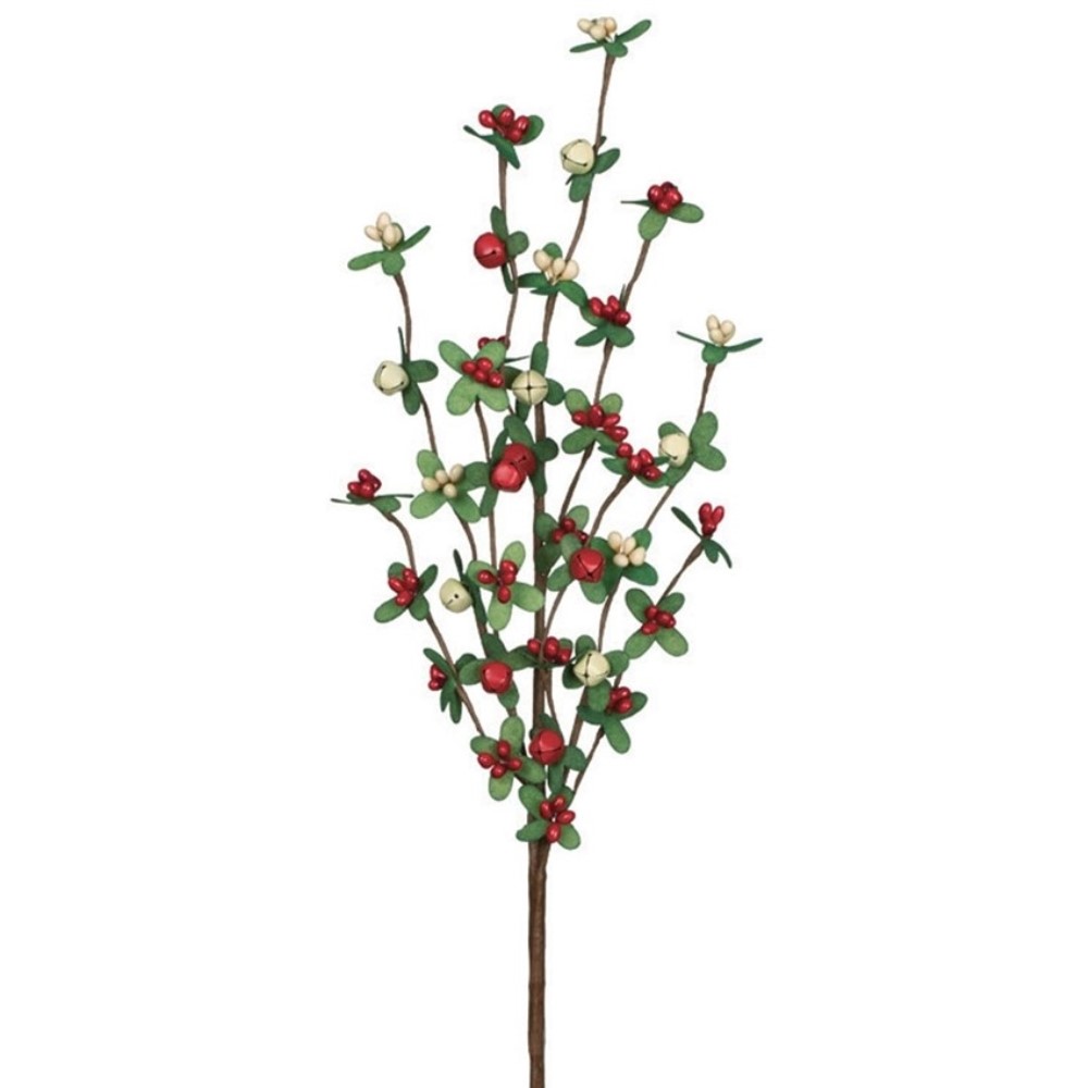 Red & Cream Berry Bell Spray - 25.5 Inch