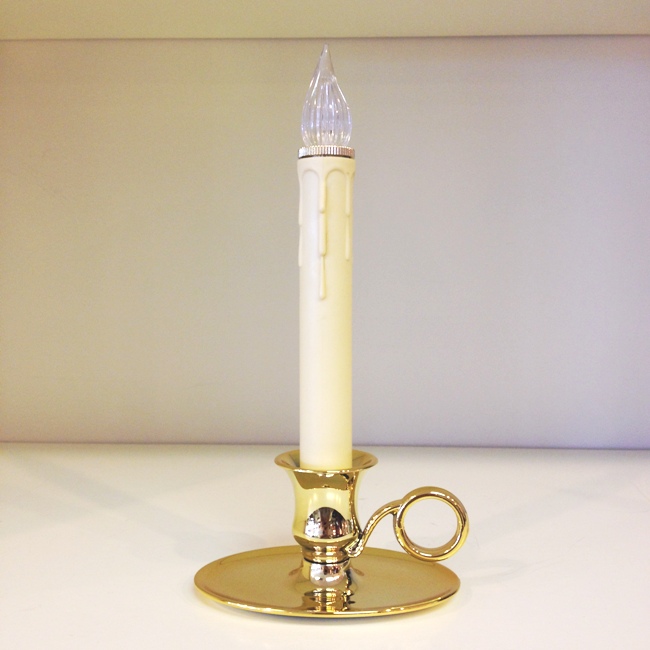 Window Candle - Sensor Battery Operated Williamsburg Candle - Brass
