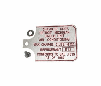 Mancini Racing Air Conditioning Data Tag