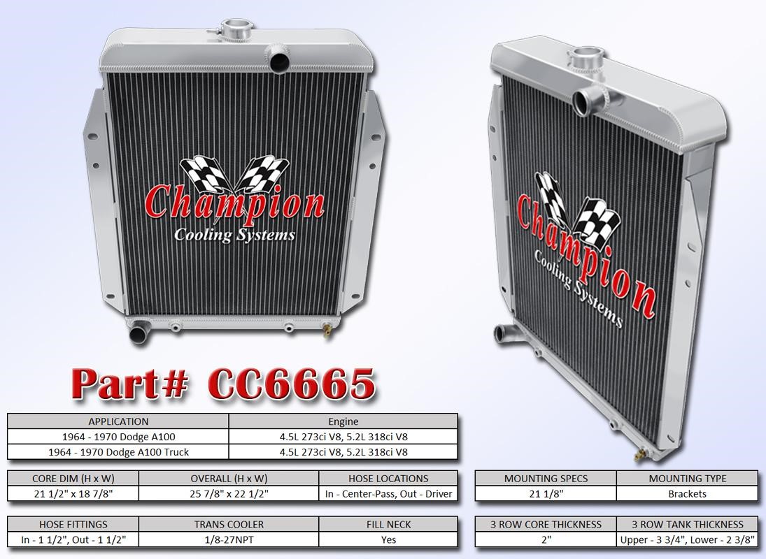 Champion - Dodge A100 Van & Truck Radiator