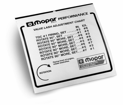MOPAR - Valve Lash Chart Decal