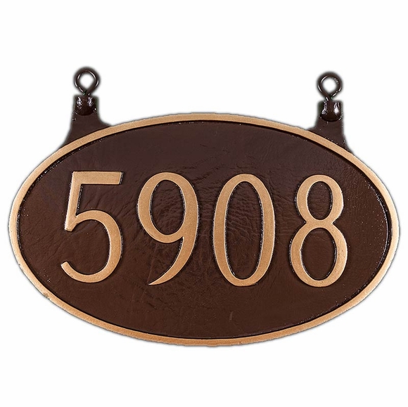 2 Sided House Hanging Number Sign - Oval Address Plaque - Choose Your Color