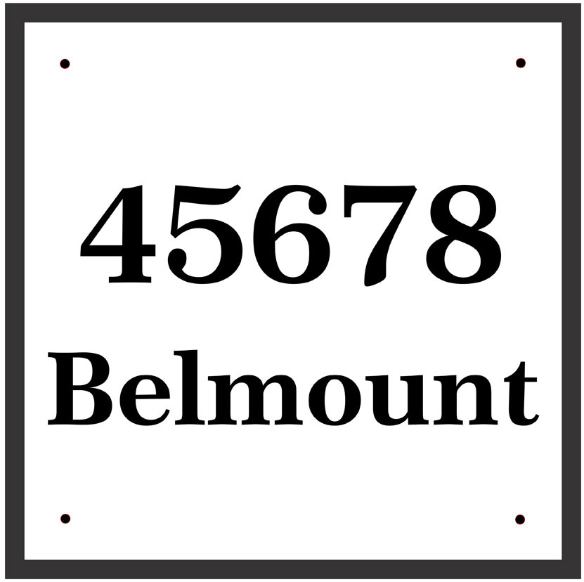 Square House Number Sign With Street, Family or Business Name