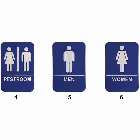 ADA Braille Restroom Signs - Men, Women No Smoking, Stairs, Exit