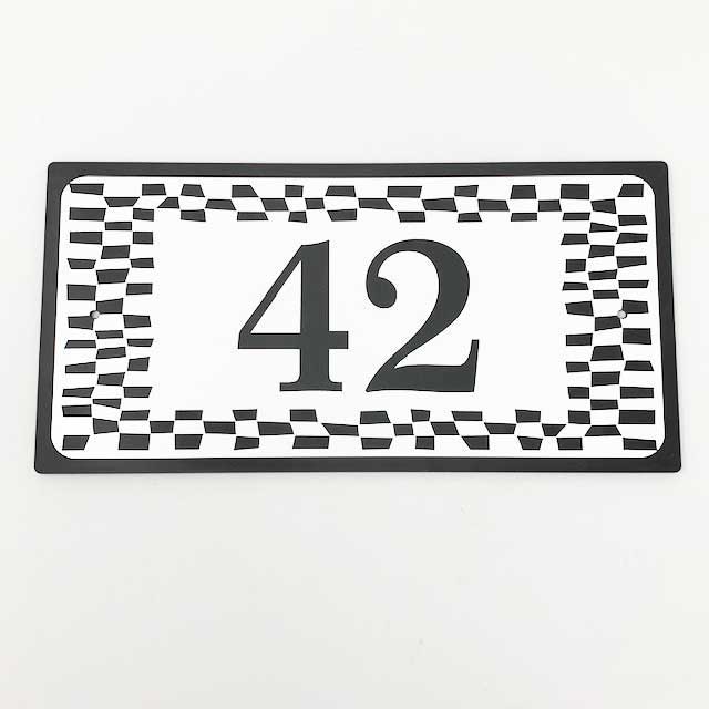 Address Plaque with Checkerboard Border
