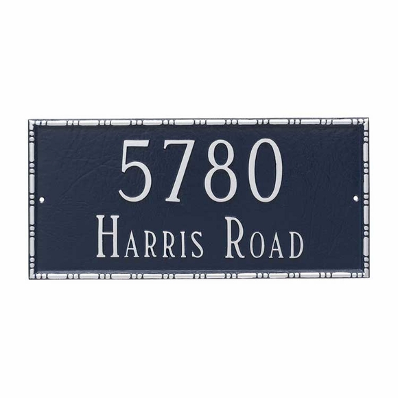 Address Plaque with Decorative Border - Rectangular House Number Sign