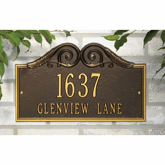 Address Plaque With Decorative Scroll Arch Top