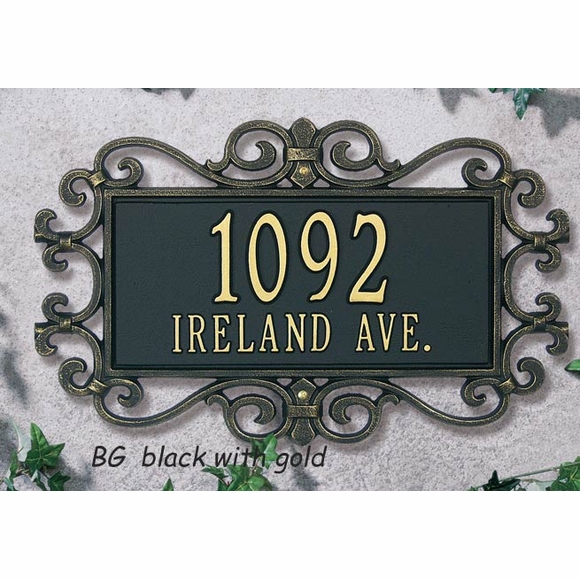 Address Sign with Fretwork Scroll Frame For Wall Mount or Optional Lawn ...
