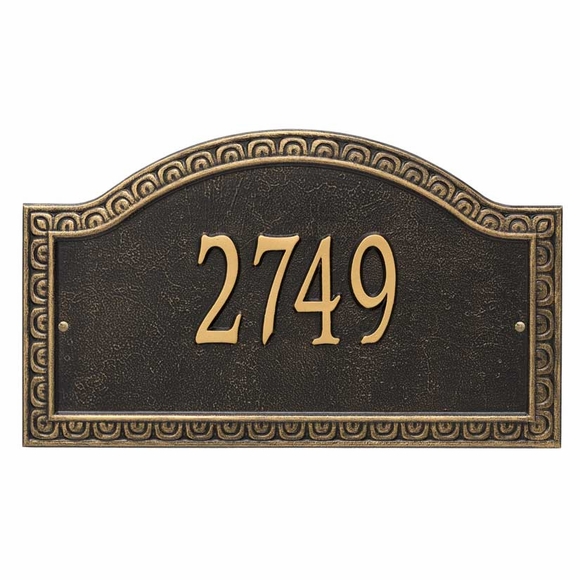Aluminum Metal Address Plaque with Arch Top and Pie Crust Border