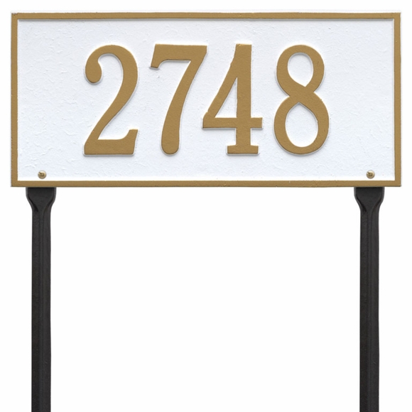 Aluminum Metal Lawn Mount Address Plaque - Rectangle Shape House Number ...