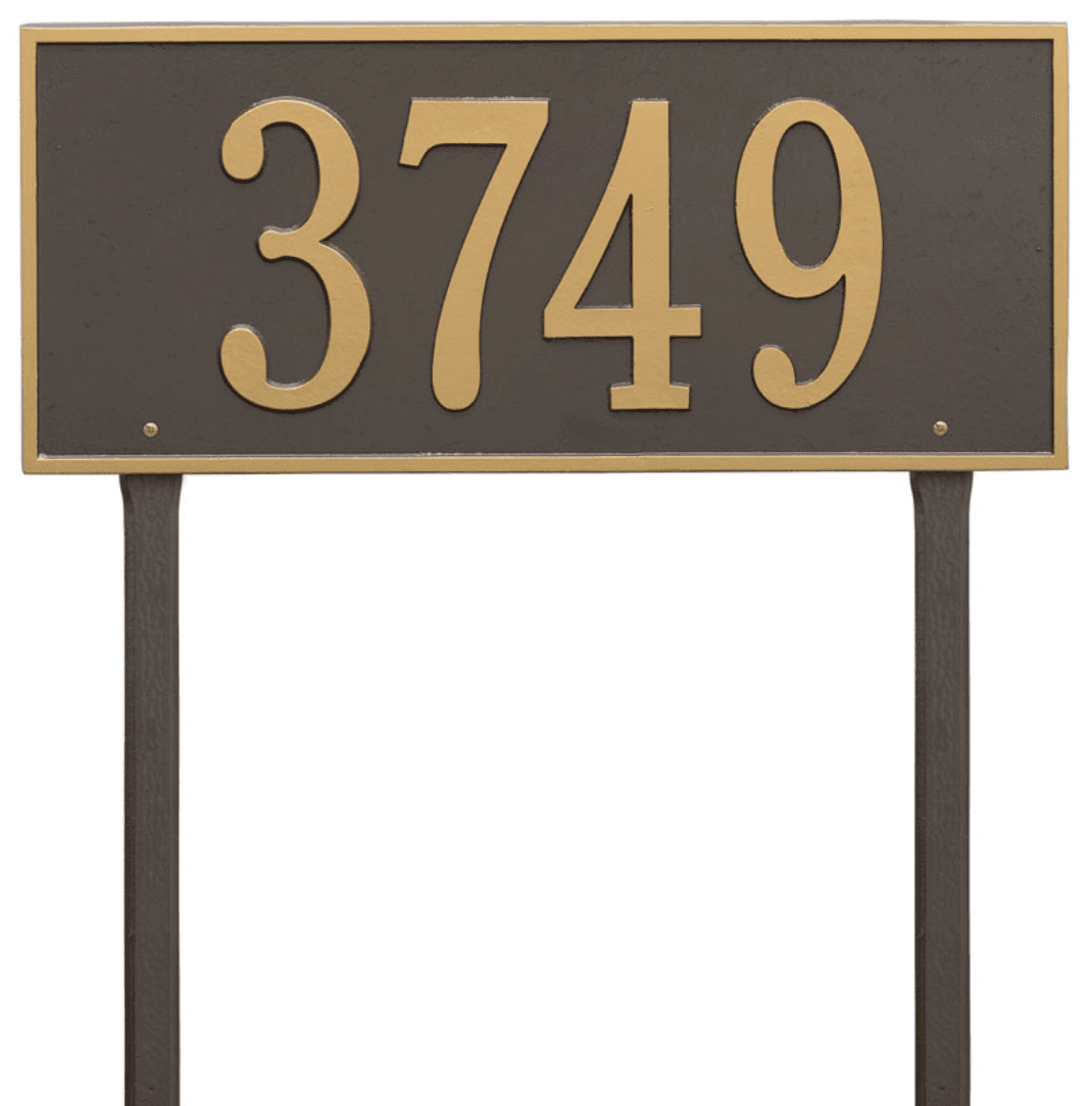 Aluminum Metal Lawn Mount Address Plaque - Rectangle Shape House Number ...