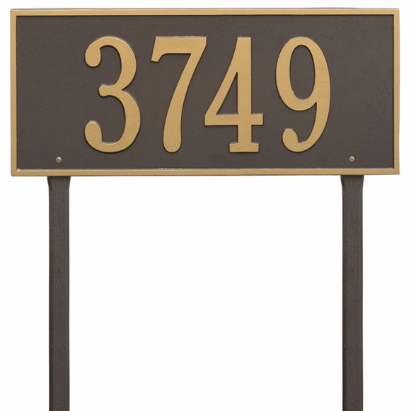 Aluminum Metal Lawn Mount Address Plaque - Rectangle Shape House Number ...