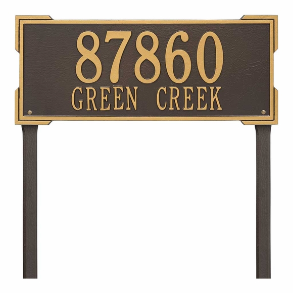 Aluminum Metal Rectangle Address Sign For Wall or Optional Lawn Mount ...