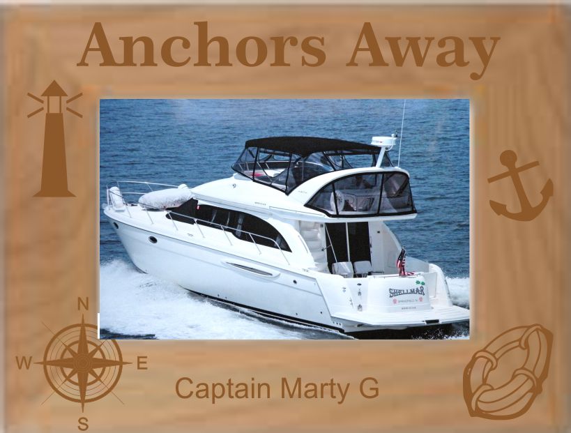 Custom Engraved Anchors Away Personalized Picture Frame for Boat Owners
