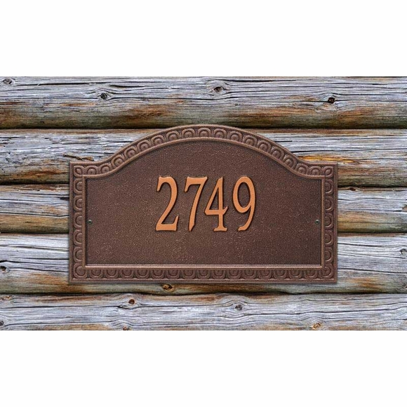 Aluminum Metal Address Plaque with Arch Top and Pie Crust Border