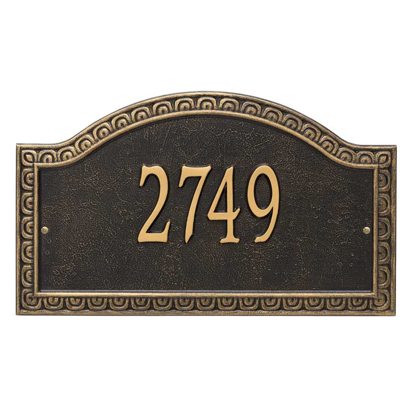 Aluminum Metal Address Plaque with Arch Top and Pie Crust Border