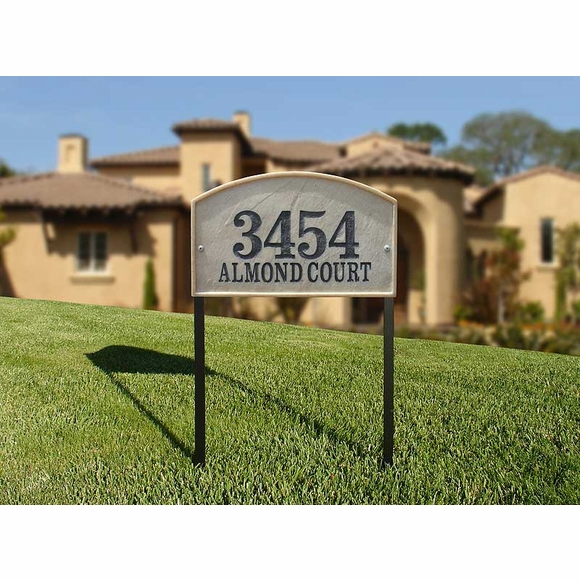 Arch Address Sign Made From Stone and Resin