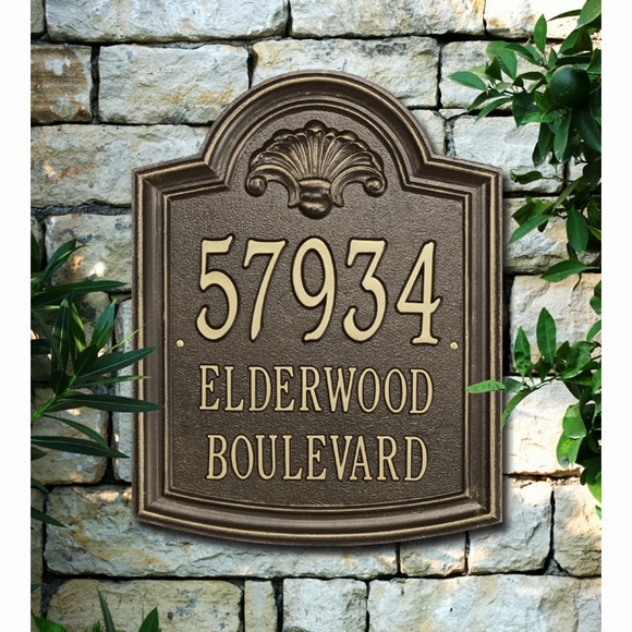 Arch Address Sign With Shell - For Wall or Optional Lawn Mount ...