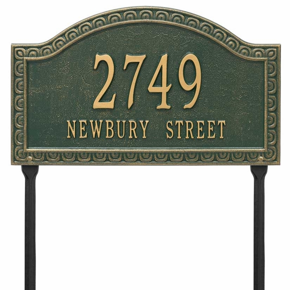 Arch Lawn Address Sign with Decorative Border