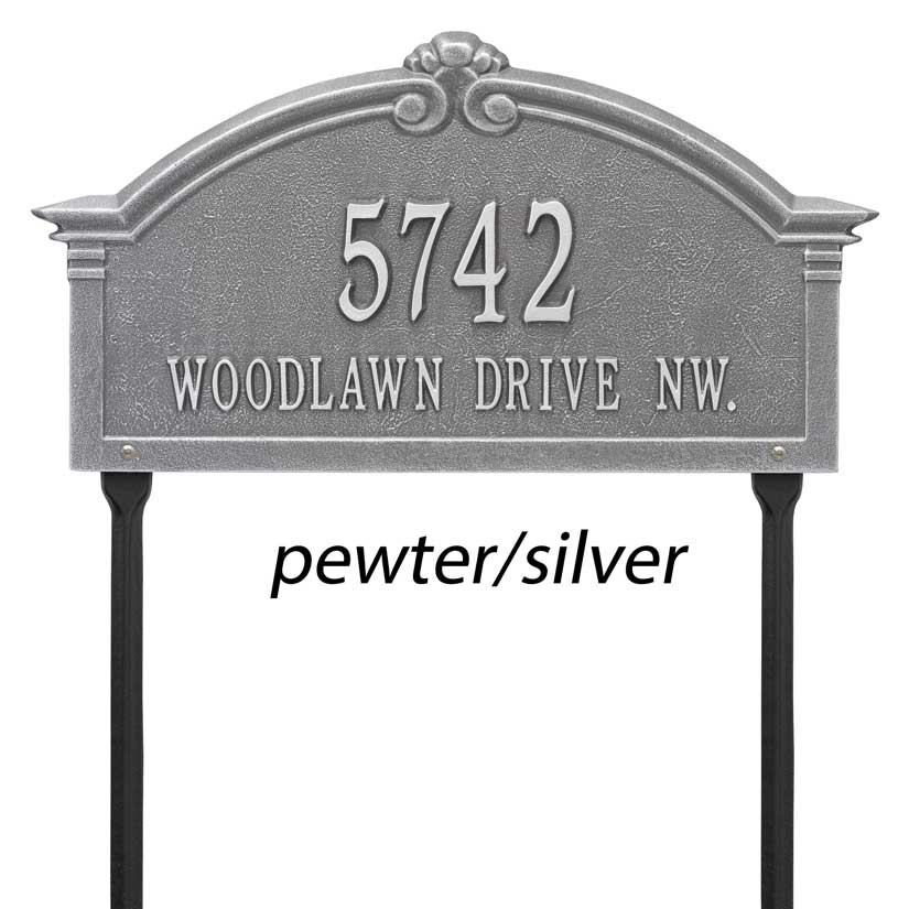 Decorative Arch Shape Address Sign Lawn Mount Made From Aluminum Metal