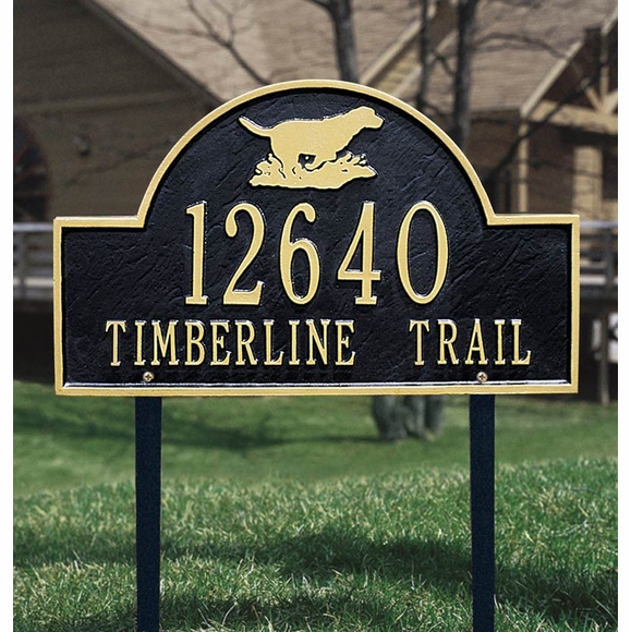 Arch Shape Address Sign with Retriever - Dog Lover Address Plaque