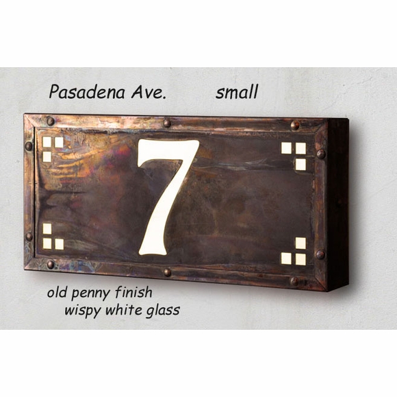 Arts & Crafts Lighted Address Plaque Small For Up To 3 House Numbers