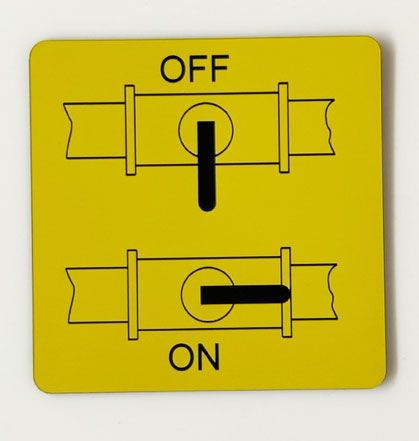 Ball Valve ON OFF Turn Direction Sign For Gas Line, Fluid, Air, Chemical