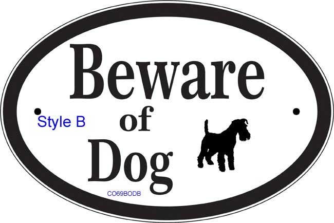 Beware of Dog Sign with Dog Image Silhouette