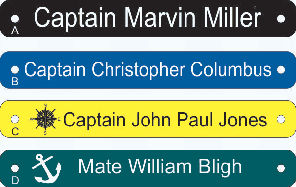 Boat Crew Name Plate - Captain, Mate, Steward, Engineer, Chief, Chef