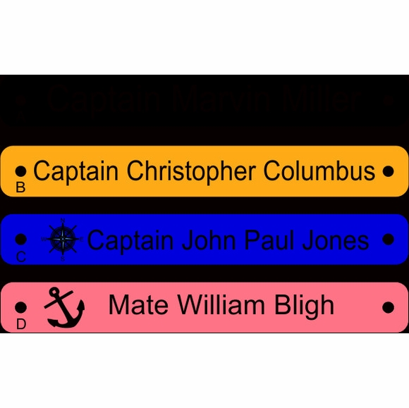 Boat Crew Name Plate - Captain, Mate, Steward, Engineer, Chief, Chef