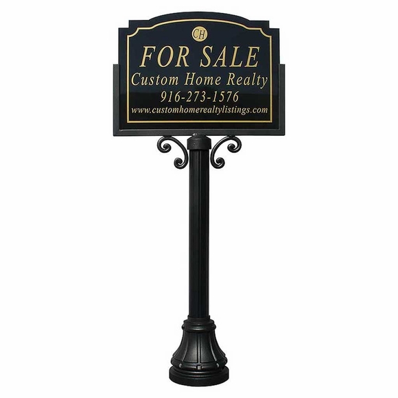 Business Signage System With Post, Aluminum Pole, Decorative Base, U ...