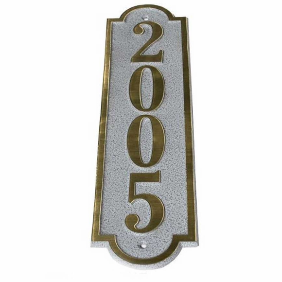 Cast Brass Vertical House Number Plaque