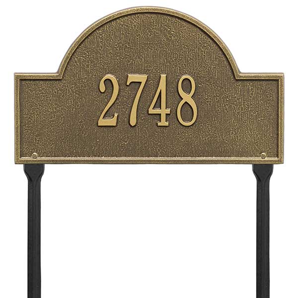 Cast Metal Address Plaque Antique Brass