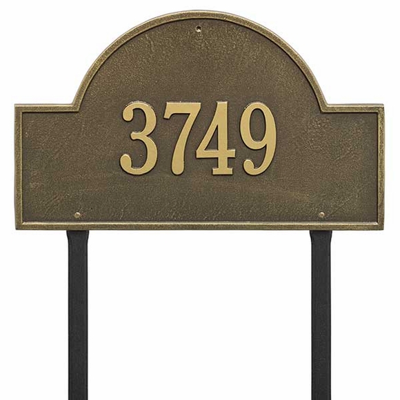 Cast Metal Address Plaque Antique Brass