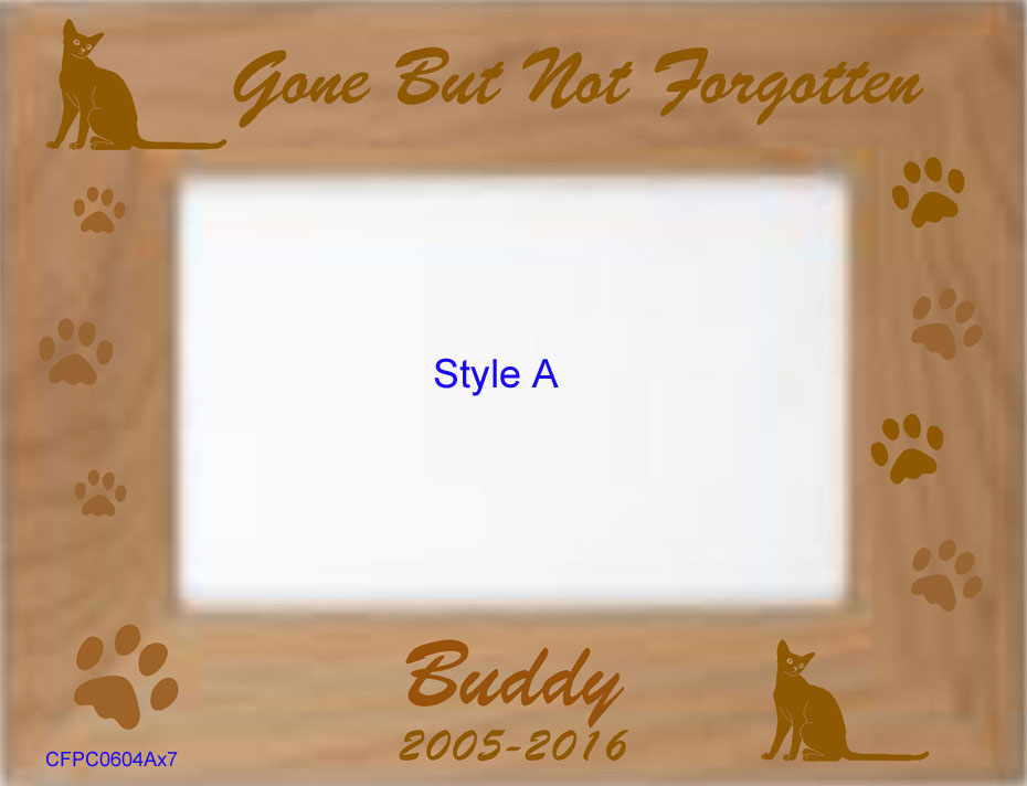 Pet Cat Custom Engraved Memorial Picture Frame
