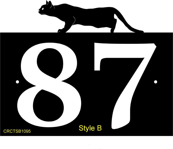Cat Silhouette Address Sign - Personalized House Number Plaque with ...