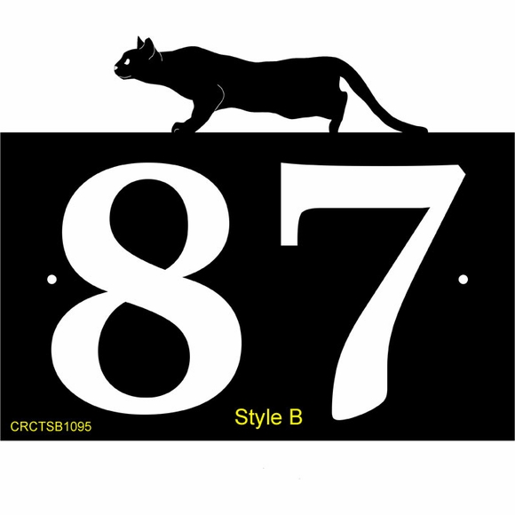 Cat Silhouette Address Sign - Personalized House Number Plaque with ...
