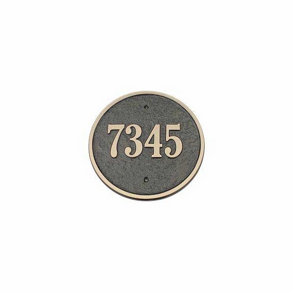 Circle Address Sign - Solid Brass Round House Number Plaque