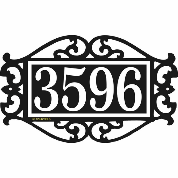 Comfort House Ornate Address Plaque With Scroll Design Border