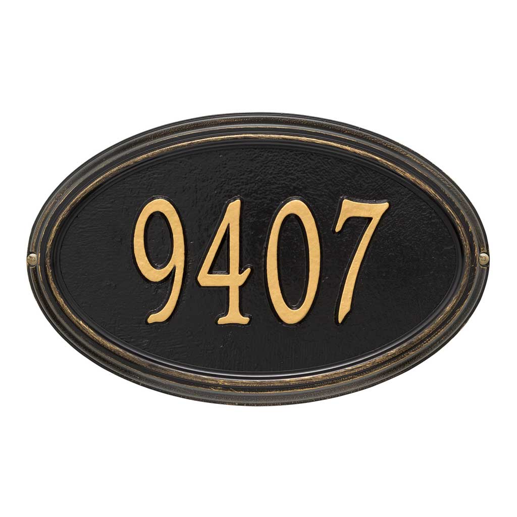 Metal Oval House Number Plaque For Wall Mount or Optional Lawn Stake